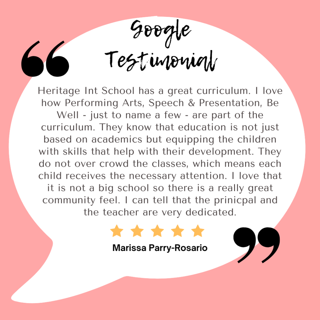 Heritage International School - Testimonial